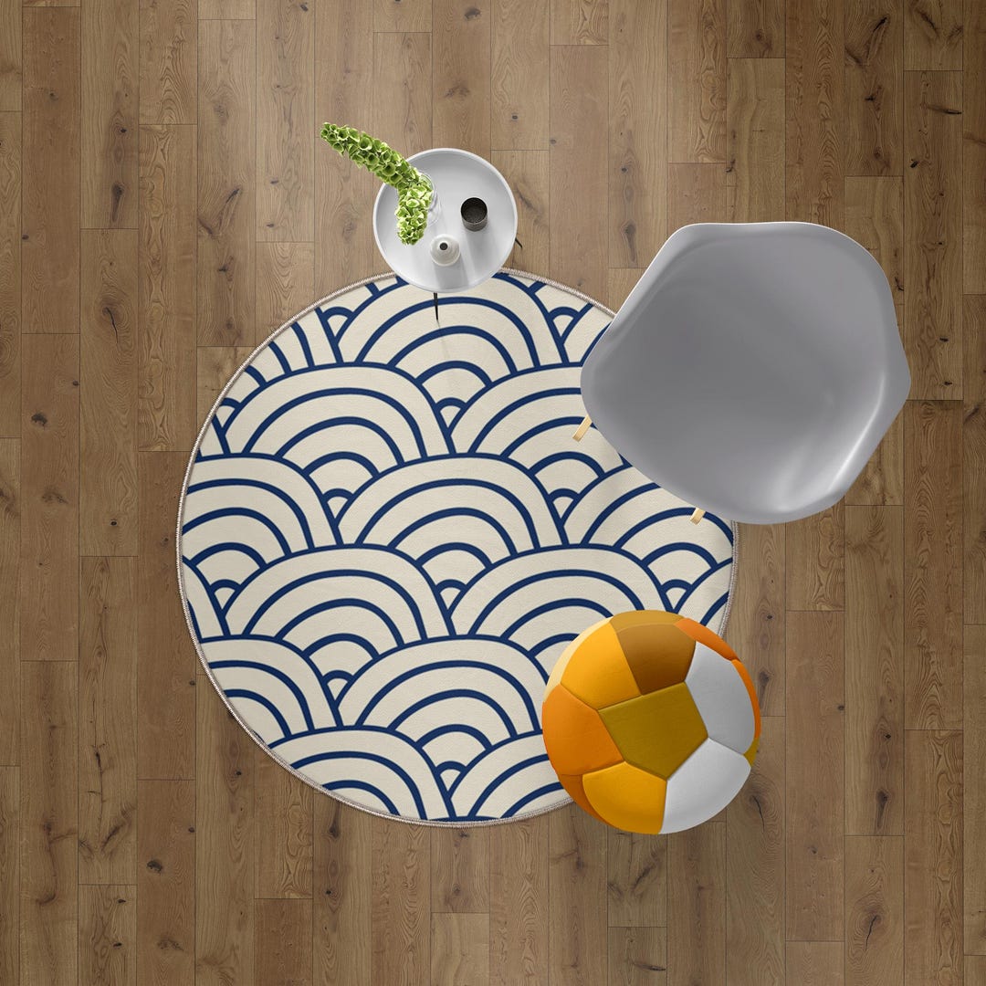 Japanese Round Rug, Modern Home Decor, Kitchen Rug, Asian Inspired Rug ...