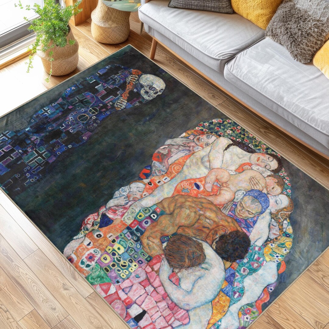 Gustav Klimt Death and Life Painting Area Rug, Non-slip Carpet - Etsy