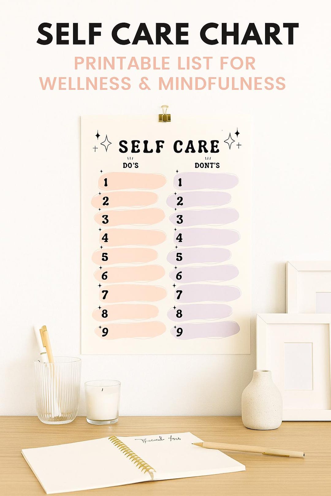 Self Care Chart | Wellness Printable | Do’s & Don’ts Mental Health ...