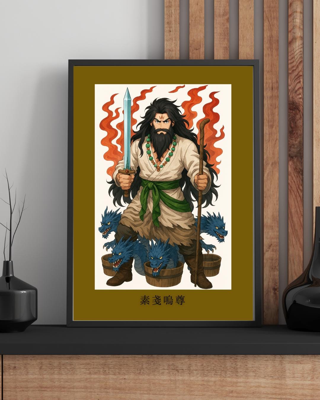 Susanoo Japanese Storm God Wall Art - Anime Style Shinto Mythology ...
