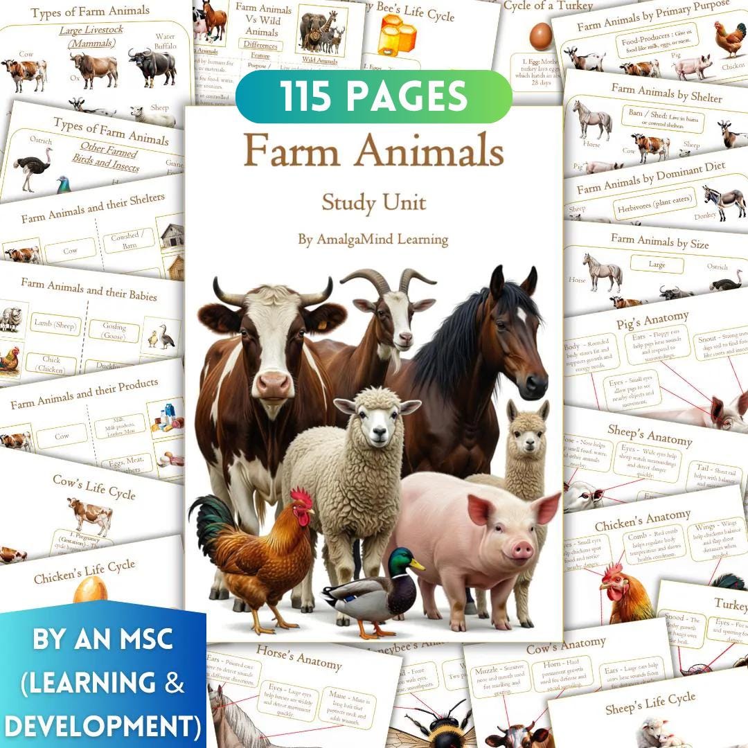 Farm Animals Unit Study Printable, Montessori Homeschool, Farm Unit ...