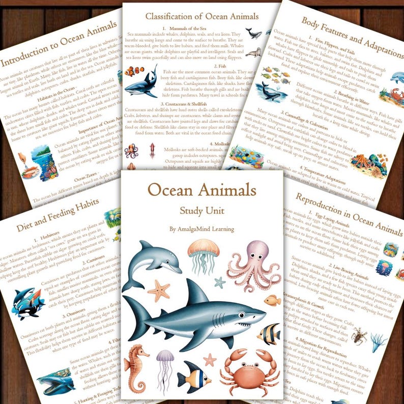 Ocean Animals, Sea Animals Unit Study Printable, Montessori Homeschool ...