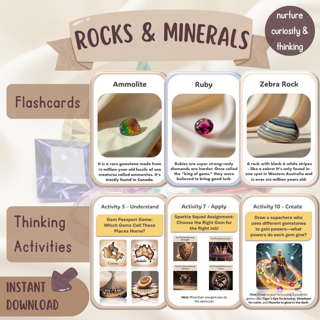 Rocks & Minerals Flashcards | Kids Brain Development | STEM Learning ...