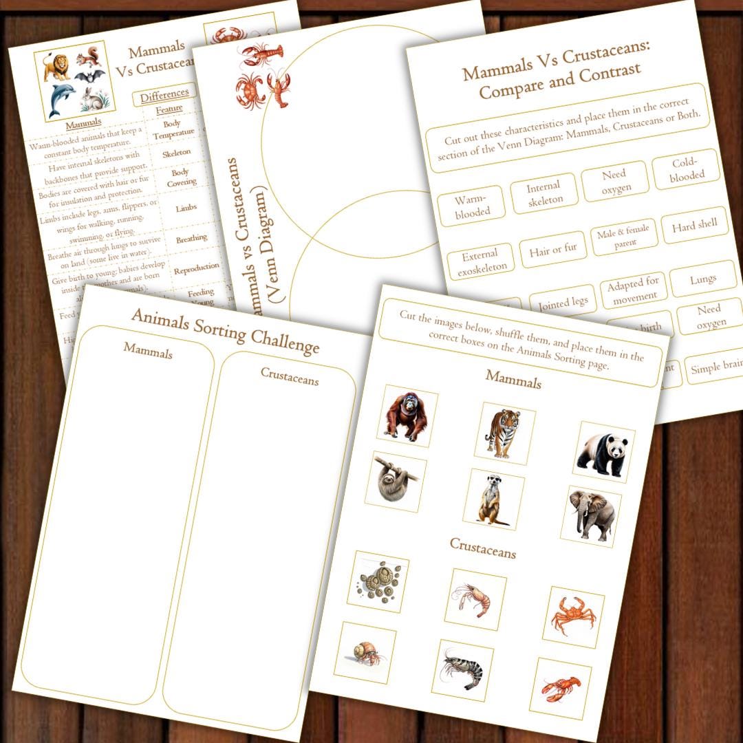 Mammals Unit Study Worksheets | Kids Printable| Montessori 3-part Cards ...