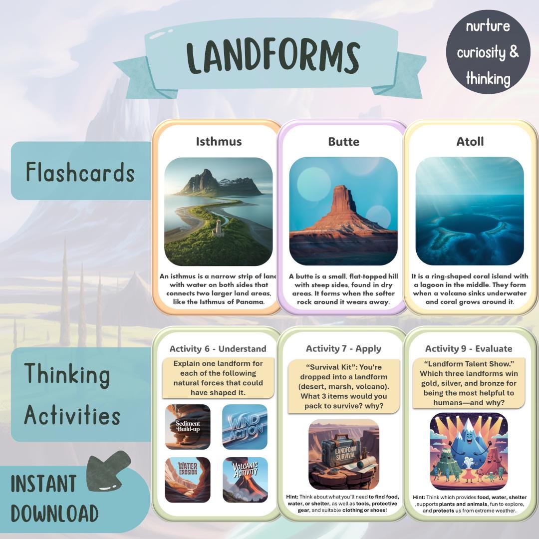 Landforms Flashcards | Kids Brain Development | Learning Kit ...