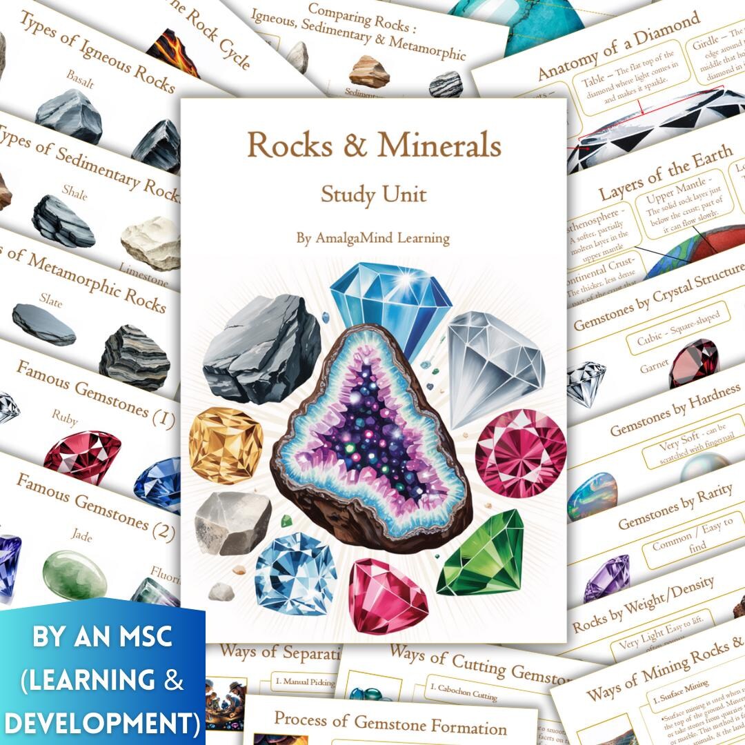 Rocks, Minerals & Gemstones Unit Study, Geology Homeschool Montessori ...