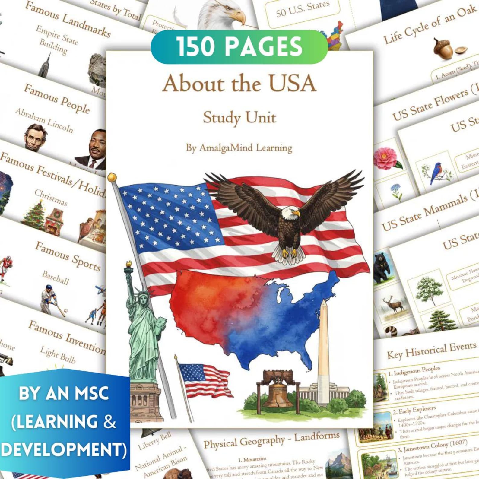 United States Unit Study Worksheets | USA Geography, History ...