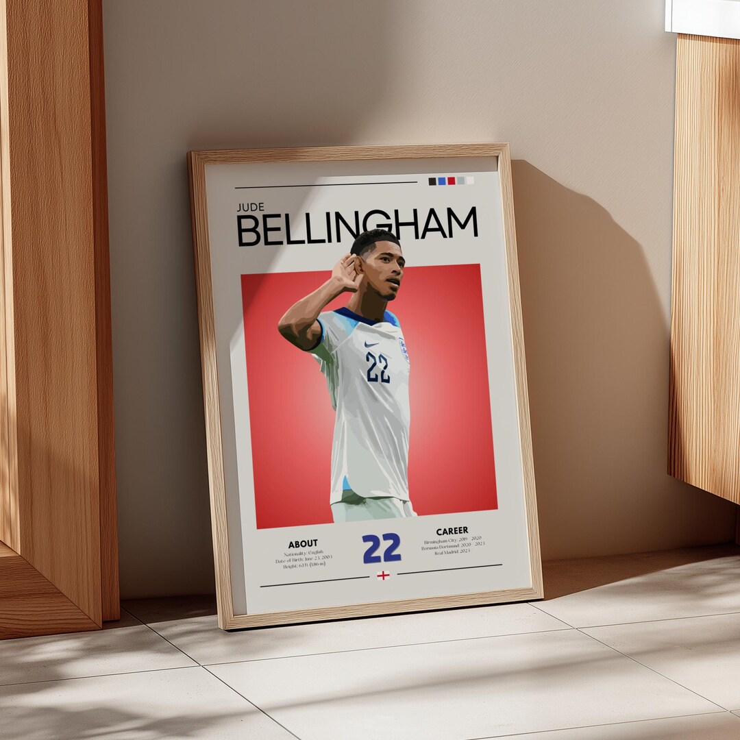 Jude Bellingham Poster – England Football Star Print – Retro Soccer ...