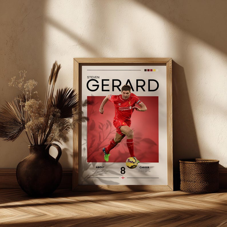 Steven Gerrard Poster – Liverpool Legend Football Print – Iconic Soccer ...