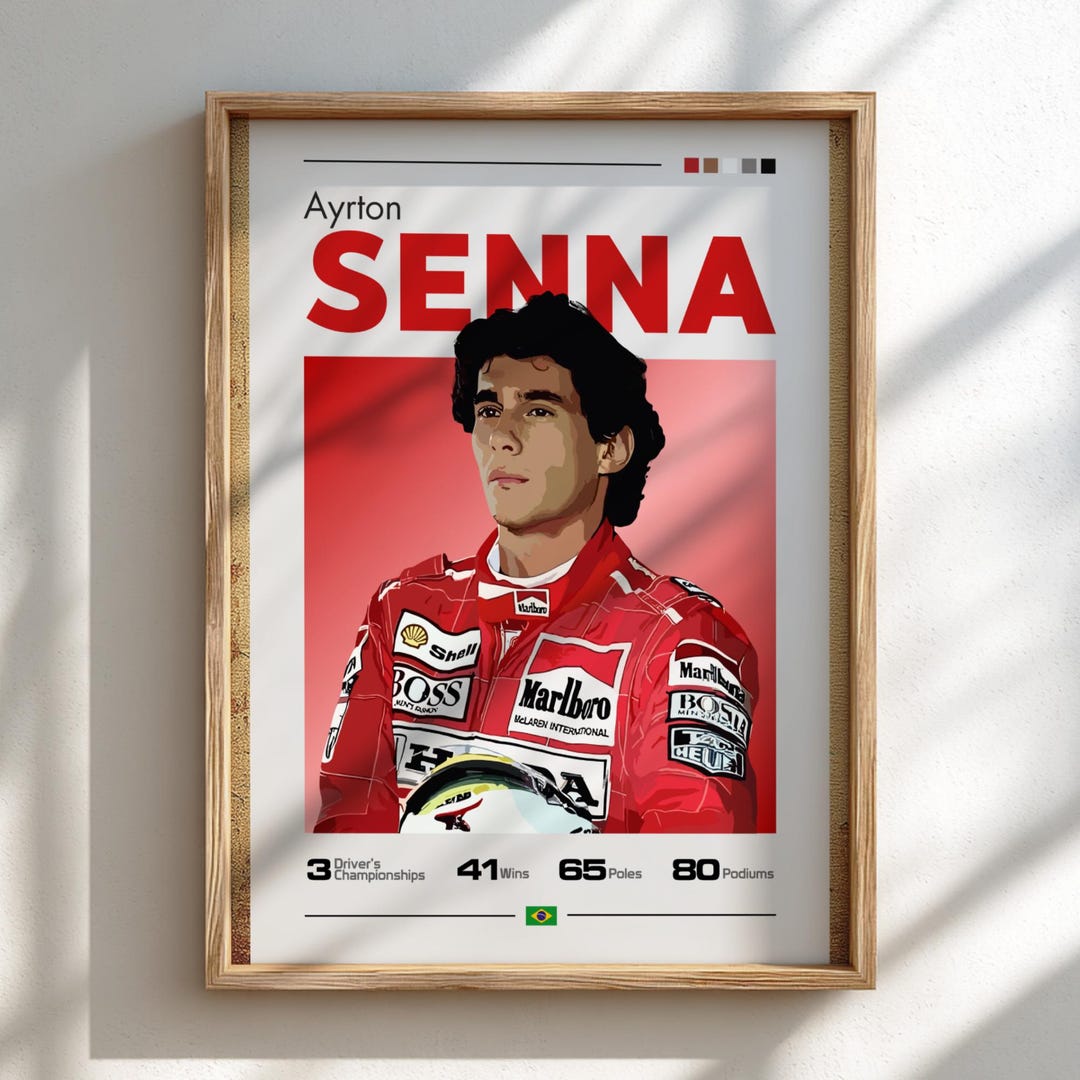 Ayrton Senna Poster – F1 Legend Racing Print – Retro Formula 1 Wall Art ...