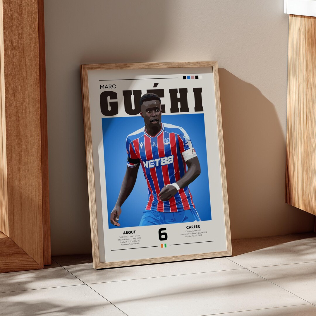 Marc Guéhi Poster: Retro Football Wall Art - Crystal Palace Defender ...