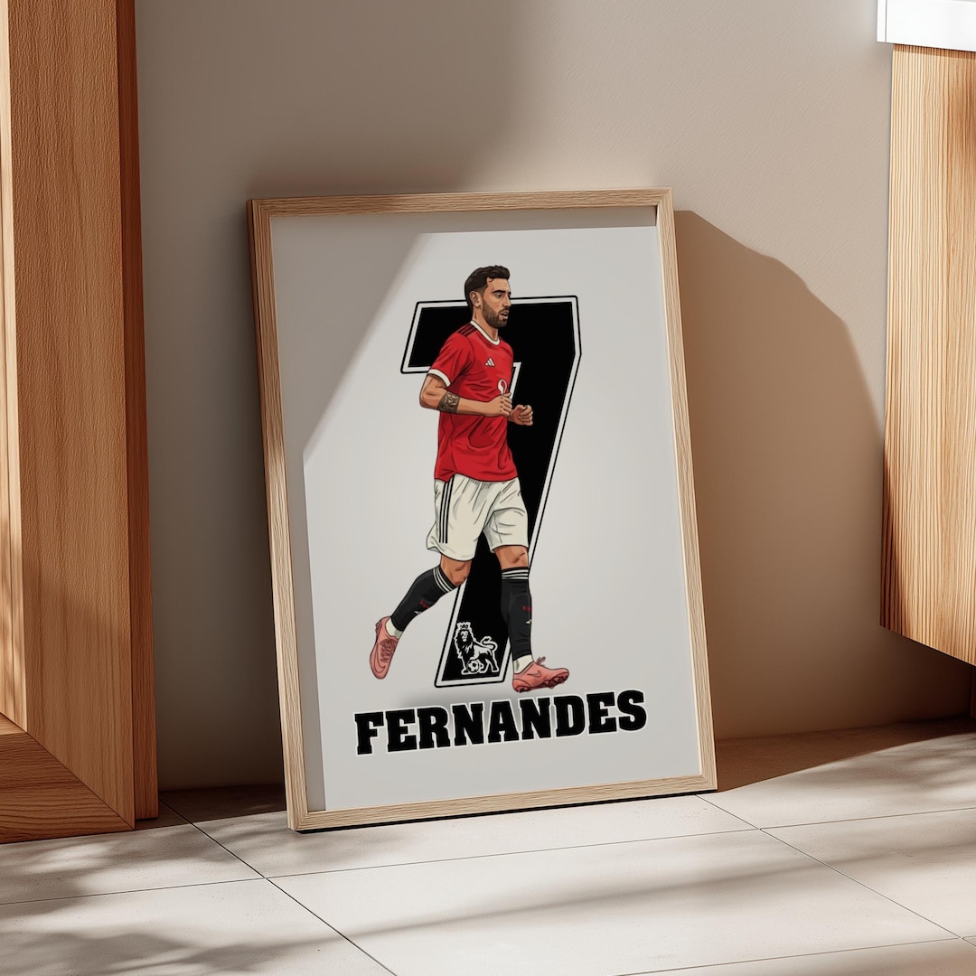 Bruno Fernandes Poster – Manchester United Football Print – Portuguese ...