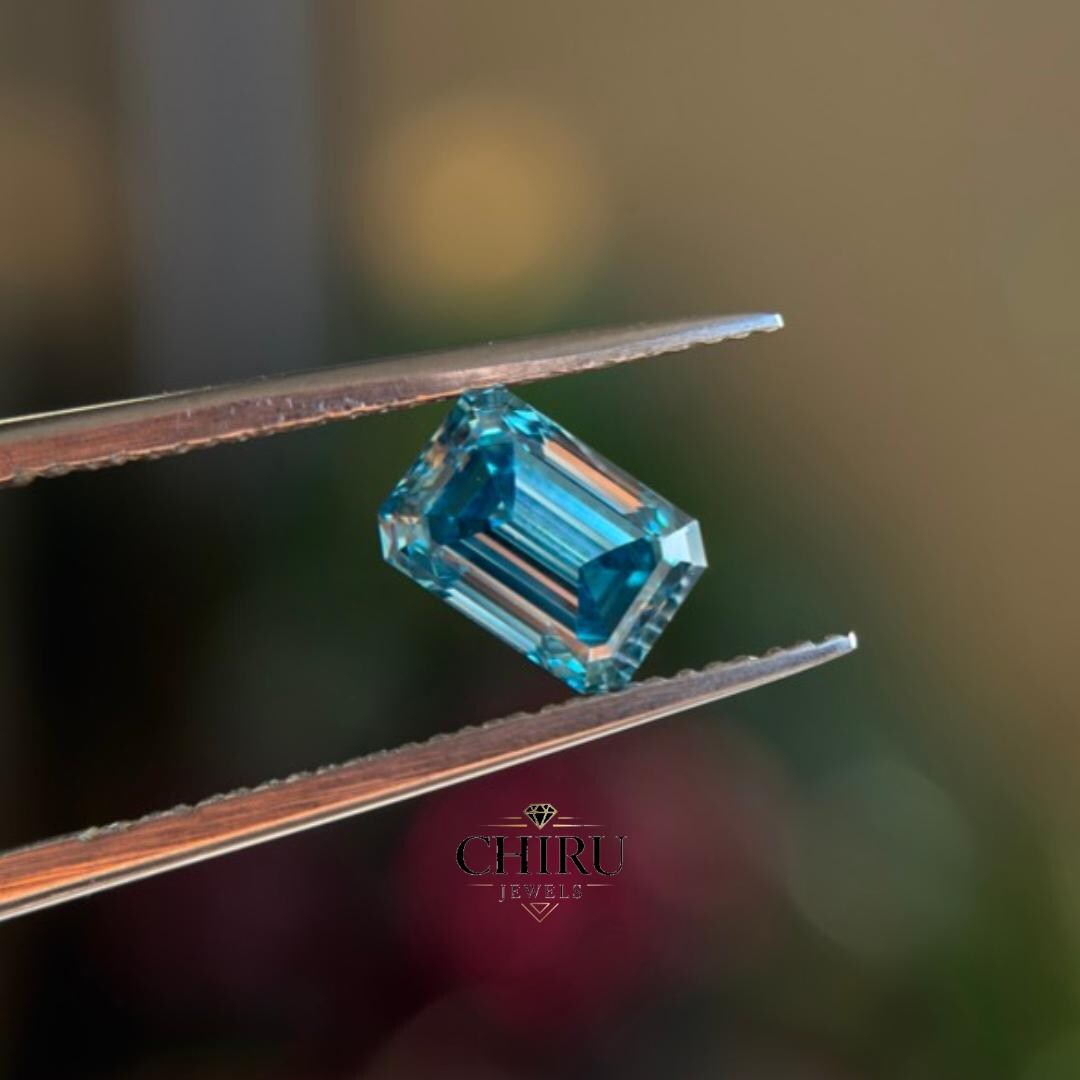 IGI Certified Emerald Cut Vivid Blue CVD Lab Grown Diamond, Loose ...