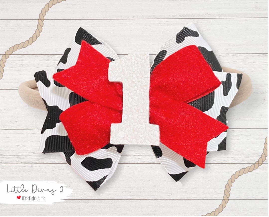 Moo Cow ..birthday Bow (hairbow) - Perfect for Birthdays, Photo Shoots ...
