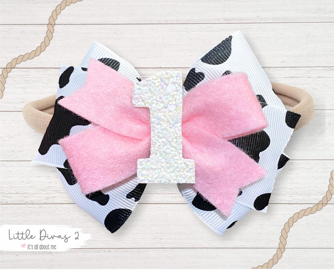 Moo Cow ..birthday Bow (hairbow) - Perfect for Birthdays, Photo Shoots ...