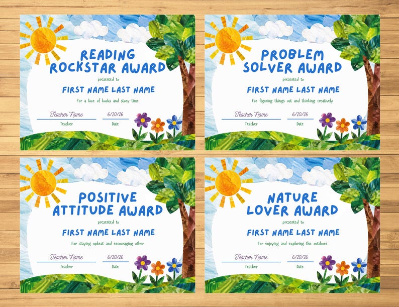 Editable Preschool Award Certificate Template | Kids Printable Diploma ...