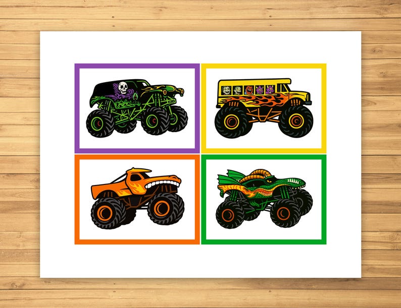 Monster Truck Matching Game – Printable Memory Game for Kids - Etsy