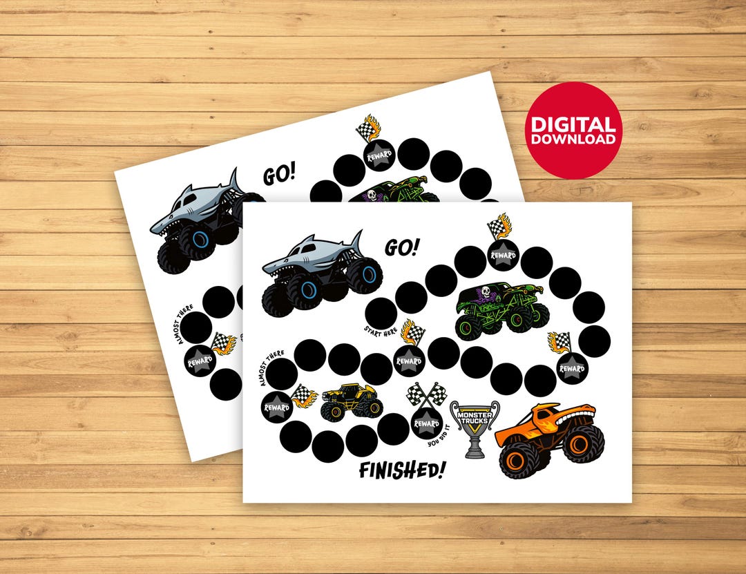 Monster Truck Potty Training Chart: Printable Reward Tracker (PDF ...