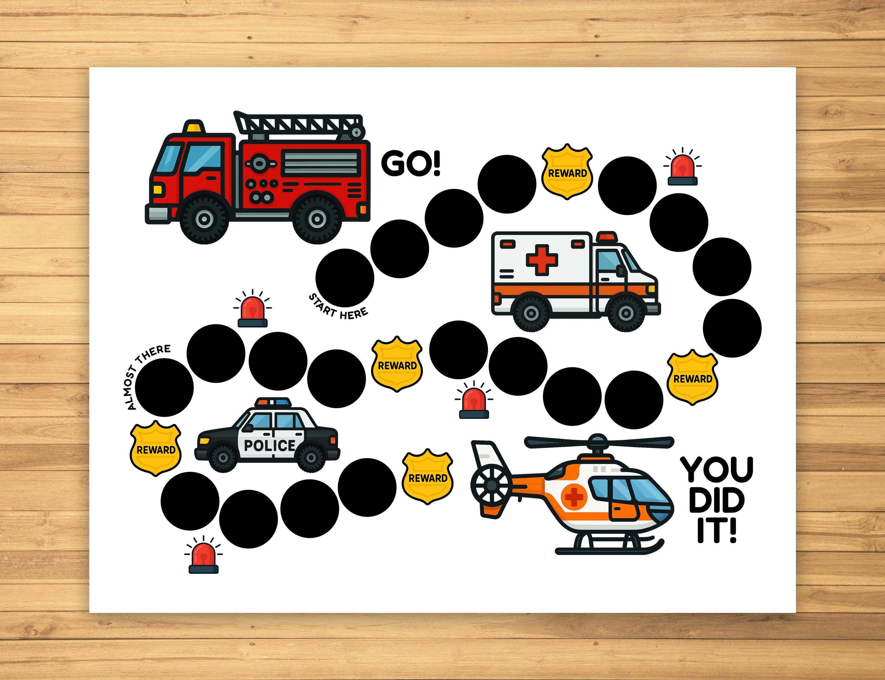 Rescue Vehicles Potty Training Chart: Toddler Reward System (PDF ...
