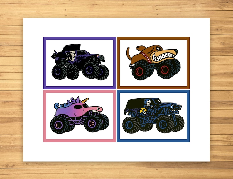 Monster Truck Matching Game – Printable Memory Game for Kids - Etsy