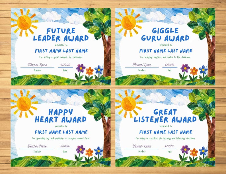 Editable Preschool Award Certificate Template | Kids Printable Diploma ...