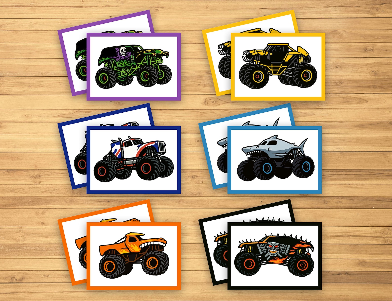 Monster Truck Matching Game – Printable Memory Game for Kids - Etsy
