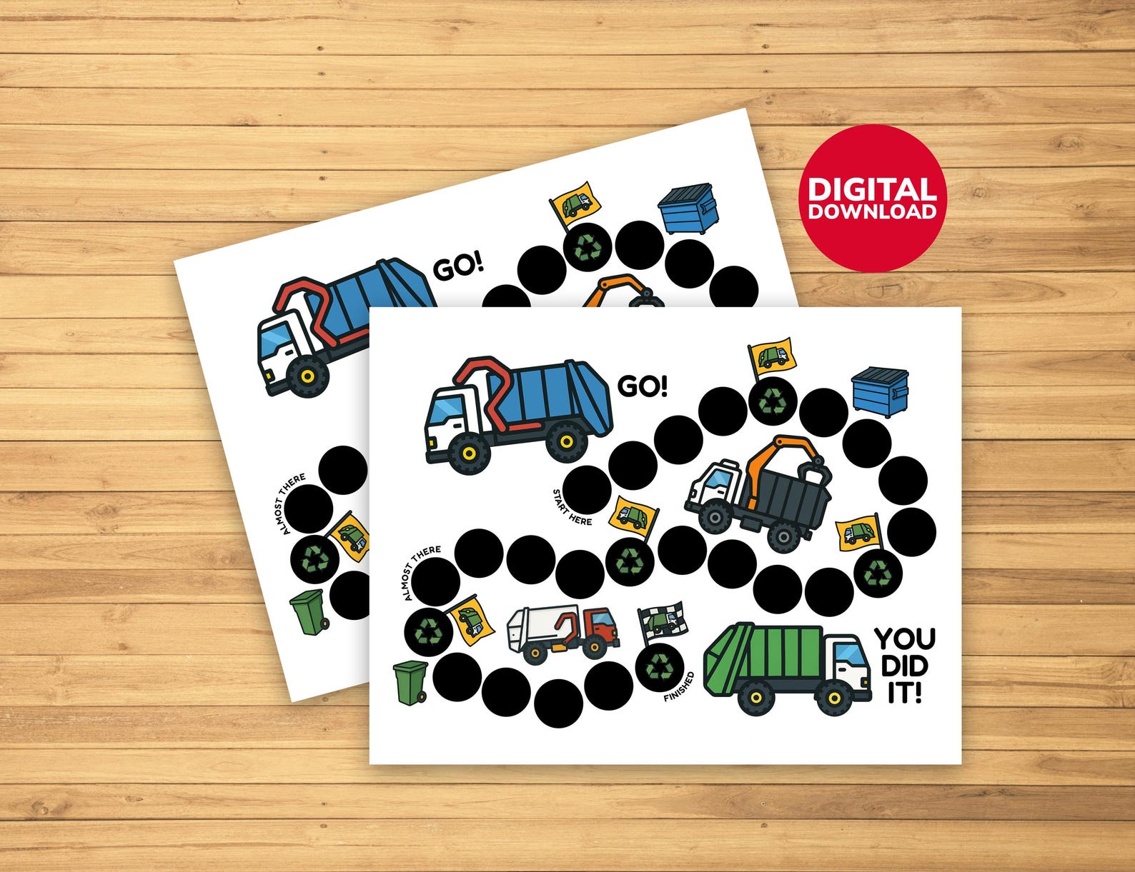 Garbage Truck Potty Training Chart: Reward System (printable PDF & JPEG ...