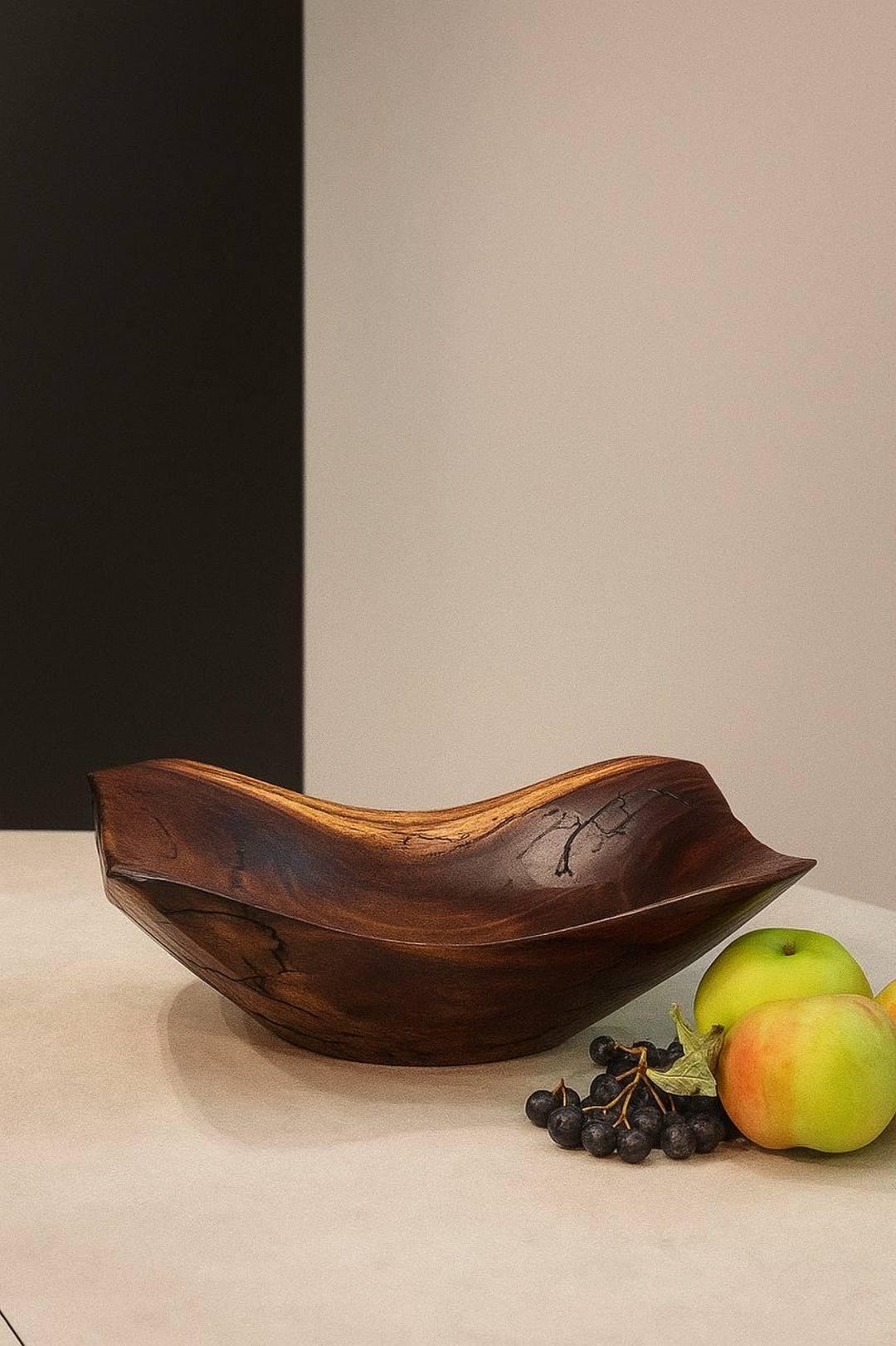 Handmade Wooden Fruit Bowl – Rustic Burnt Wood Salad Bowl | Japanese ...