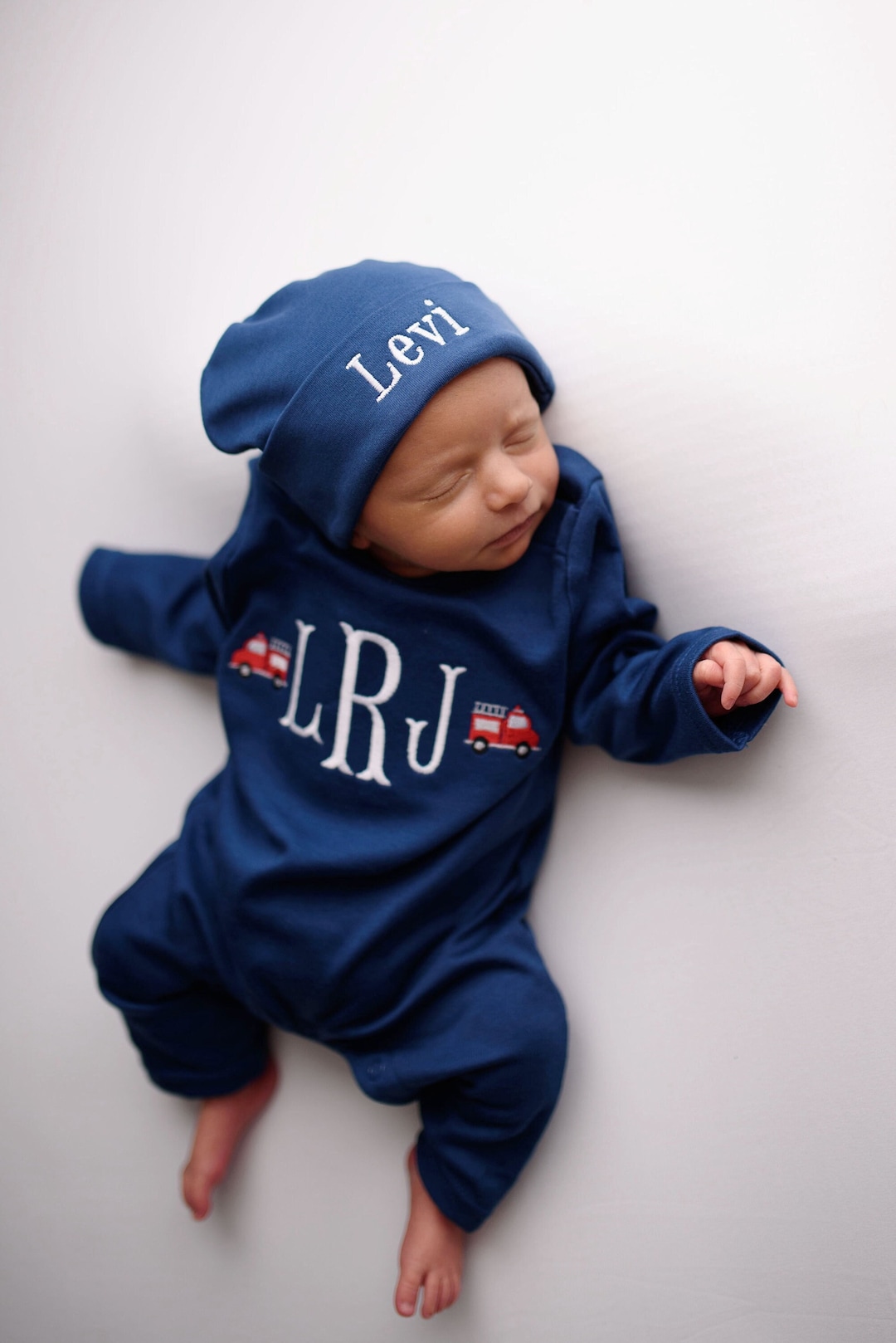 Fireman Baby Boy Coming Home Outfit, Firetruck Baby Shower Gift ...