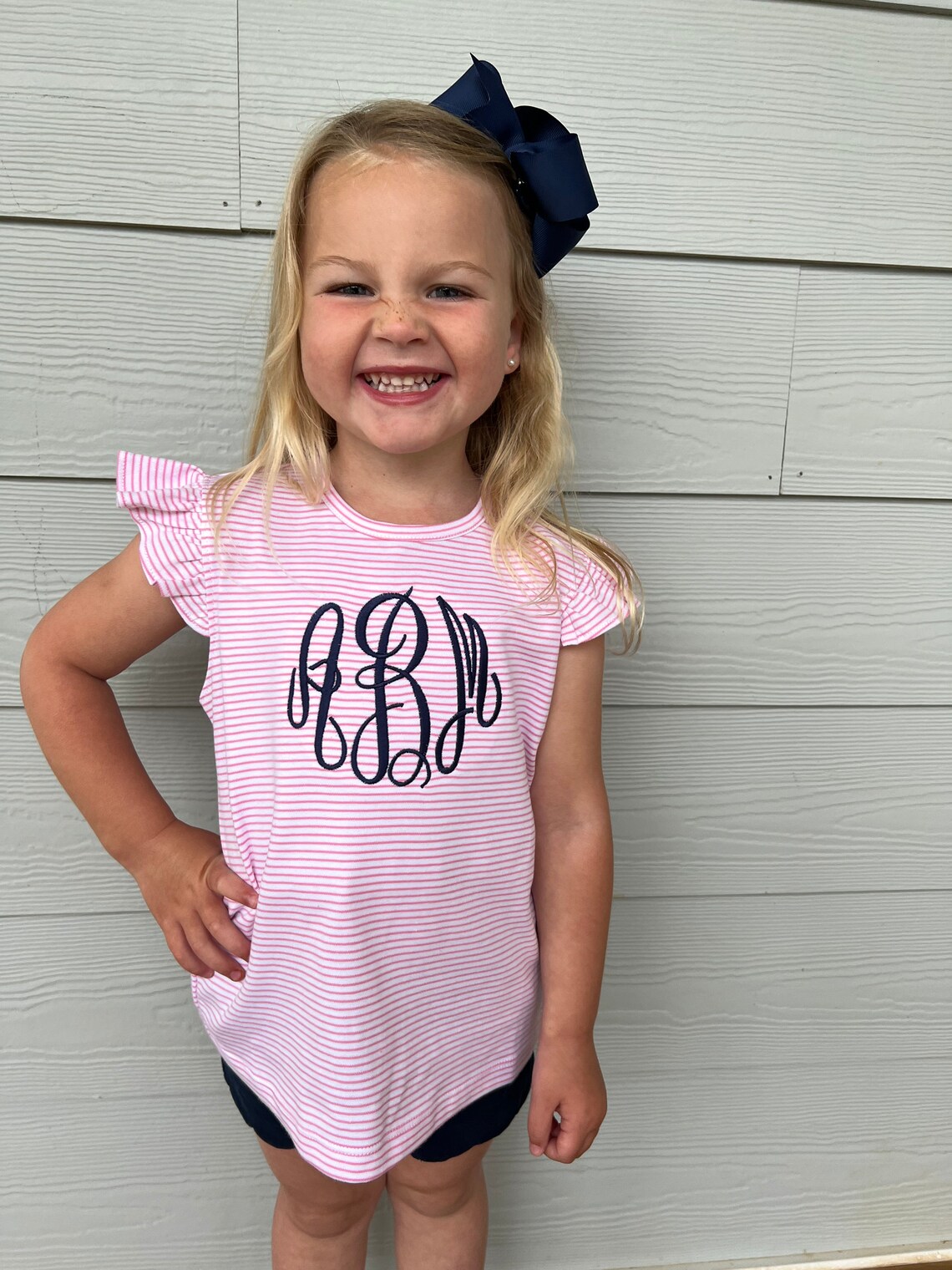 Girls Monogrammed Shirt, Flutter Sleeve Shirt, Girls Super Soft Shirt ...