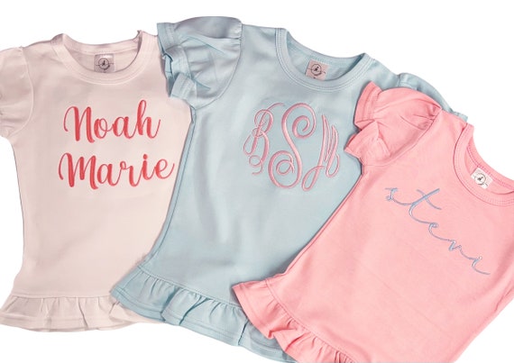 Monogrammed Girls Shirt Personalized Ruffle Shirt Birthday - Etsy