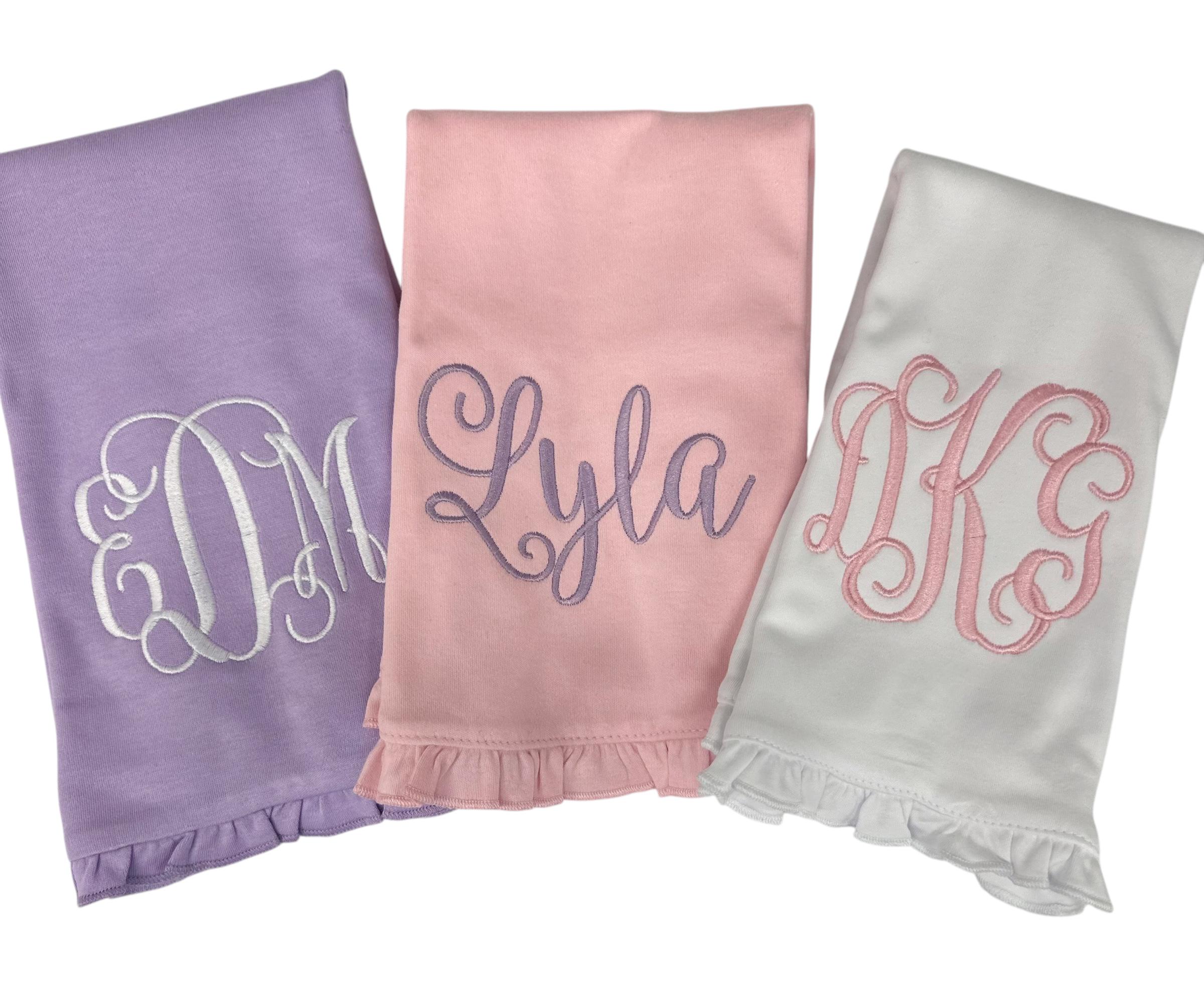 Girls Monogrammed Bib, Monogrammed Burp Cloth Set, Newborn Gift, Baby ...