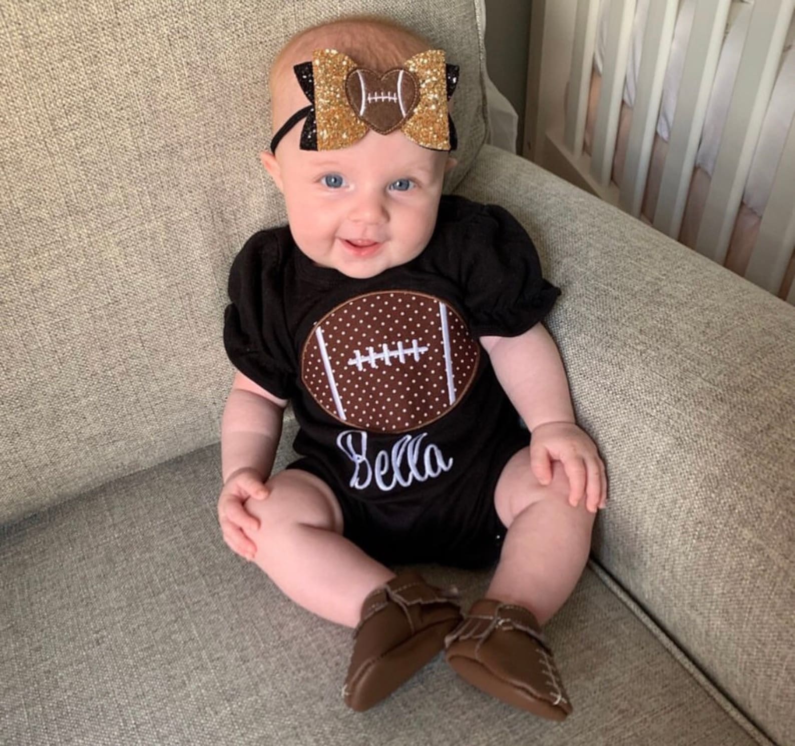 Girls Football Outfit, Football Romper, Baby Girl Clothing, Toddler ...