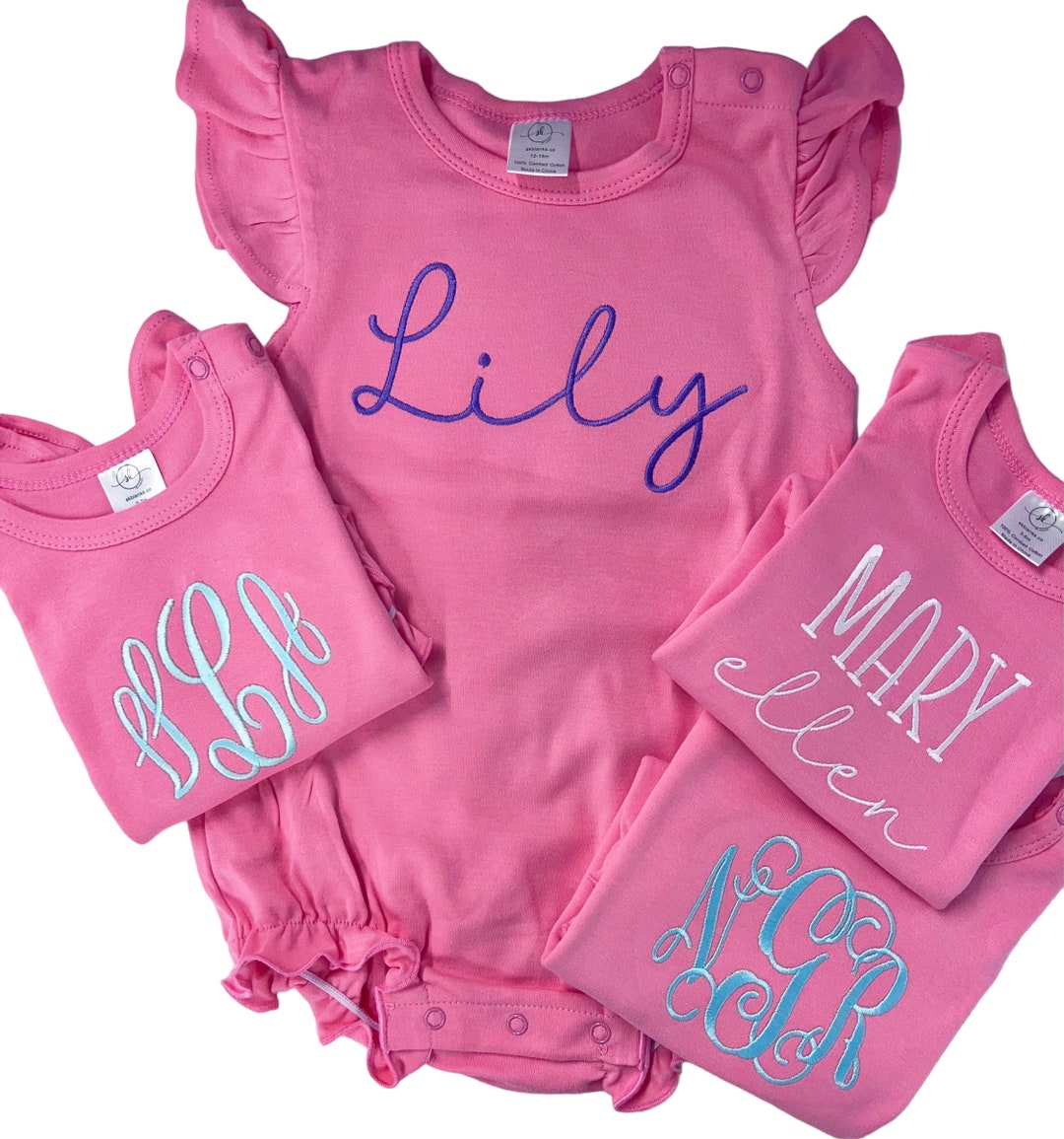 Baby Girl Bubble, Monogrammed Outfit, Personalized Toddler Girl, Summer ...