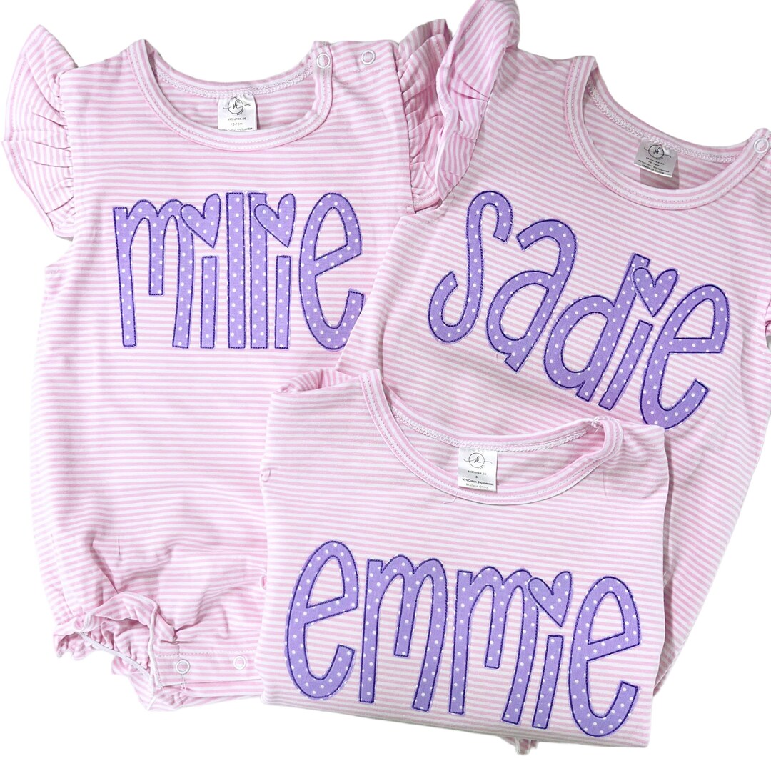 Baby Girl Bubble, Monogrammed Outfit, Personalized Toddler Girl, Summer ...