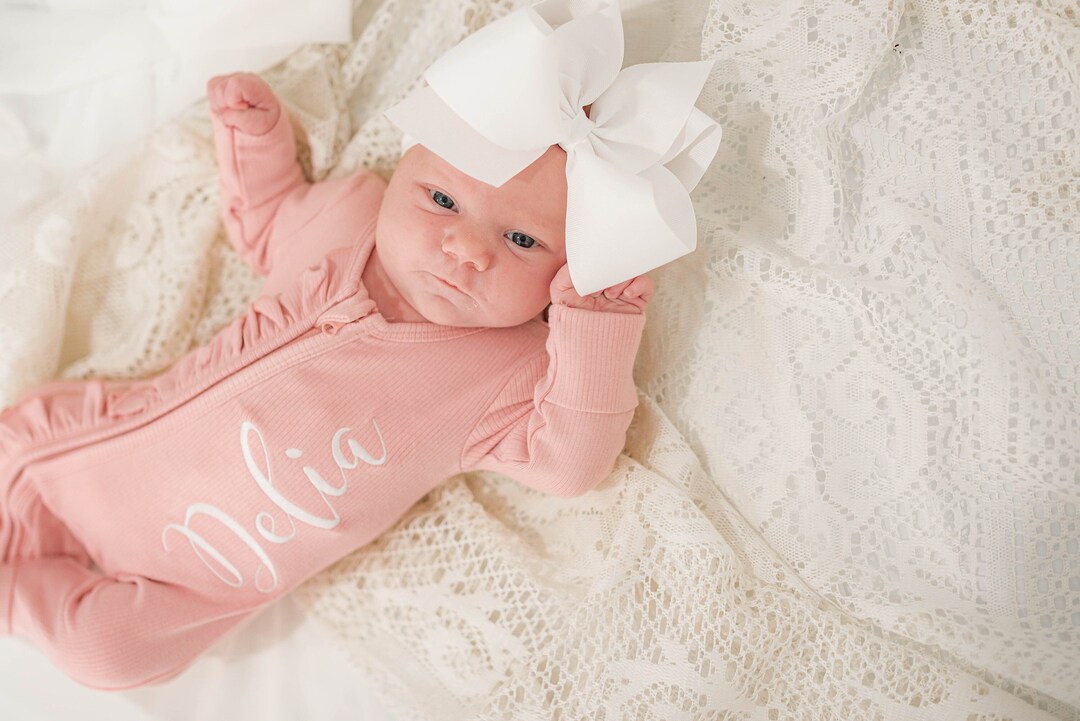 Personalized Baby Outfit and Bow Set, Custom Baby Girl Coming Home ...