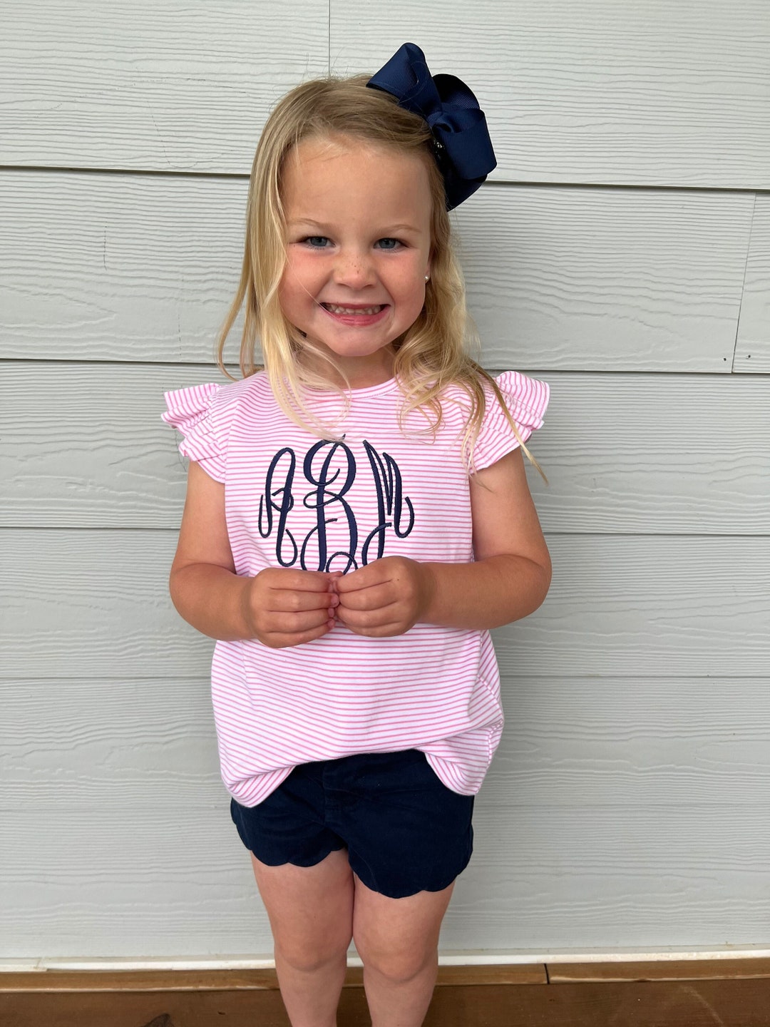 Girls Monogrammed Shirt, Flutter Sleeve Shirt, Girls Super Soft Shirt ...