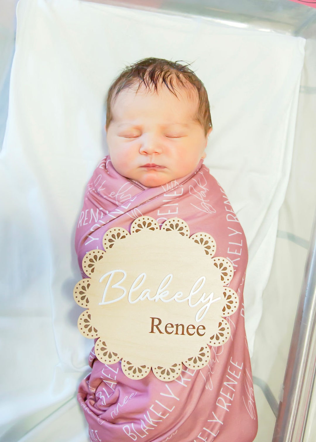 Baby Girl Hospital Name Sign, Arrival Announcement Sign, Baby Name ...