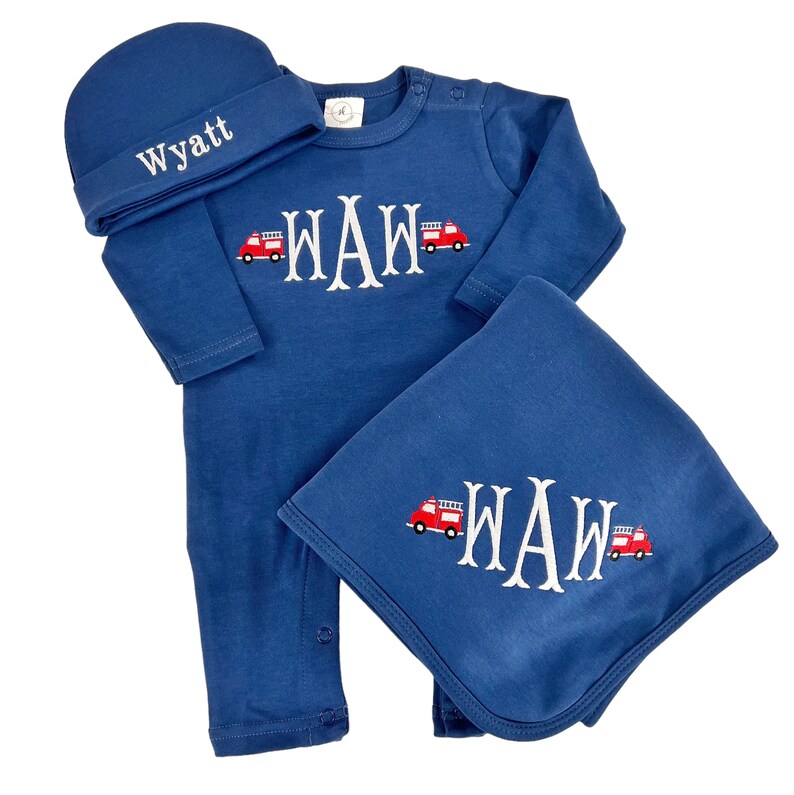 Fireman Baby Boy Coming Home Outfit, Firetruck Baby Shower Gift ...