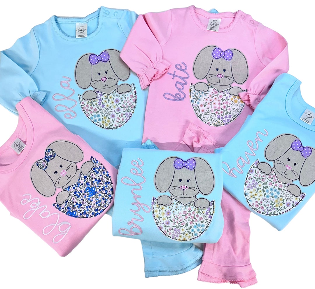 Girls Easter Shirt, Kids Easter Bunny Outfit, Personalized Easter Shirt ...