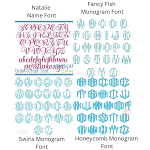 Font Options, Fonts and Thread Colors, DO NOT PURCHASE, for Viewing ...