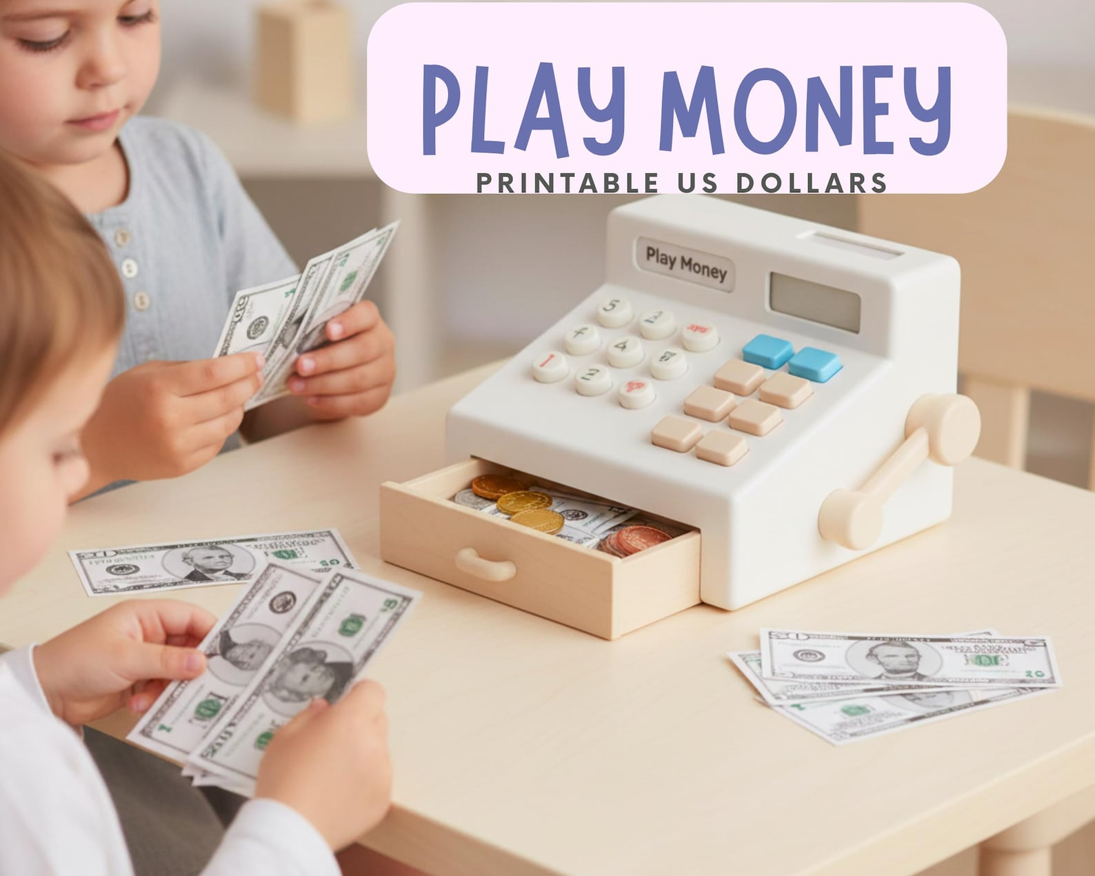 Printable Play Money for Kids | Realistic Bills & Coins Learning Set ...