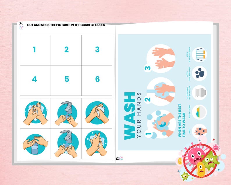 Hand Washing Activity, Hygiene Busy Book, Preschool Learning (PDF ...