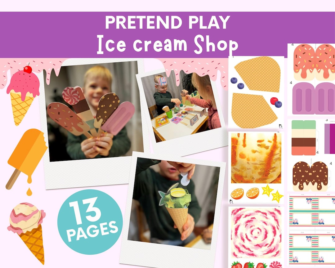 Ice Cream Shop Pretend Play Printable, Paper Craft Activity (PDF) - Etsy
