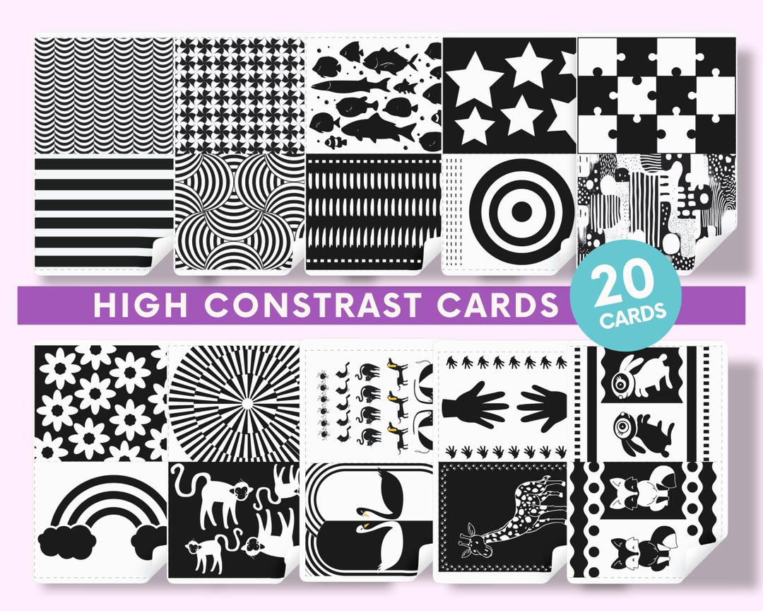 Baby Sensory Flashcards Printable, High-contrast Newborn Visual ...