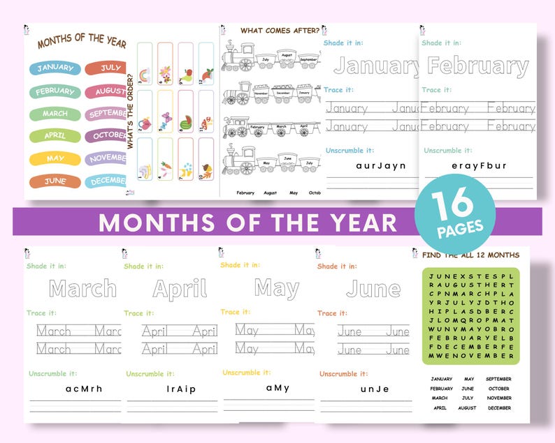 Learn the Months of the Year Printable | Preschool Calendar Activity ...