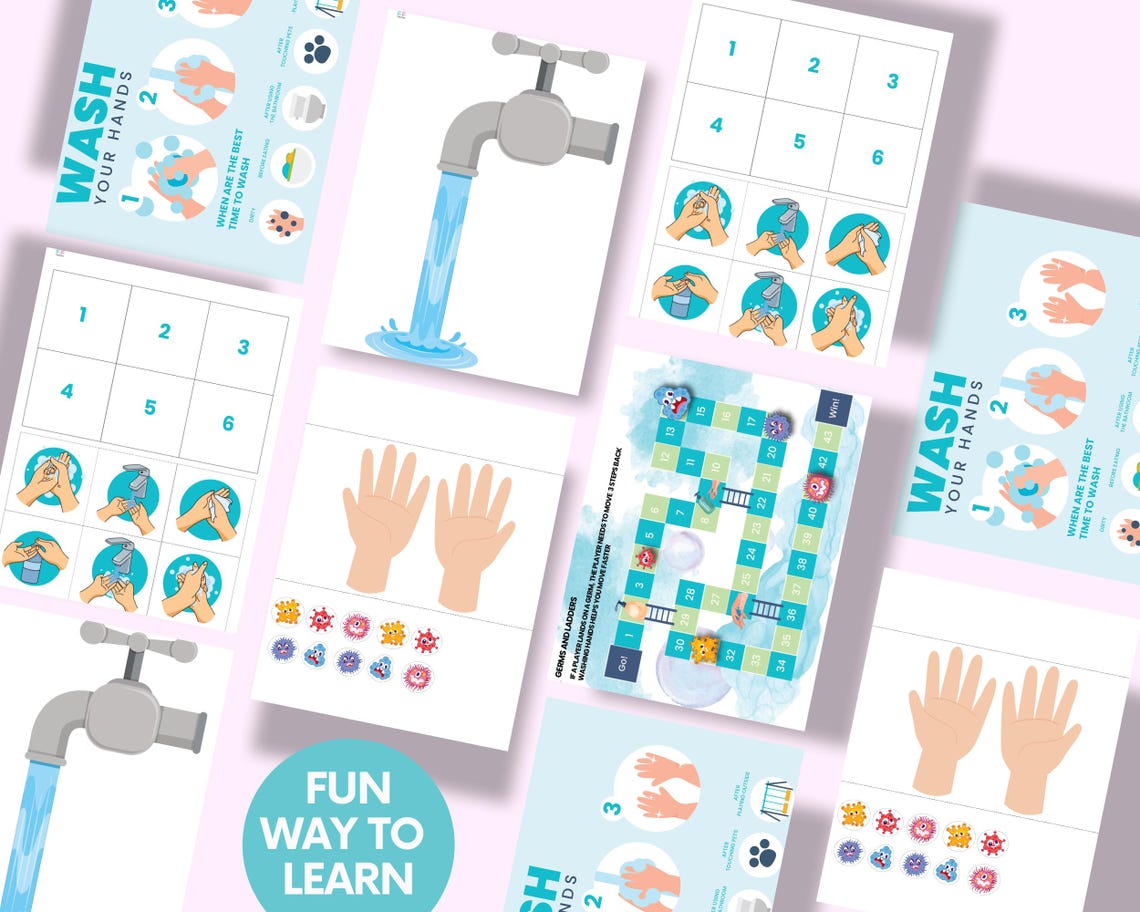 Hand Washing Activity, Hygiene Busy Book, Preschool Learning (PDF ...