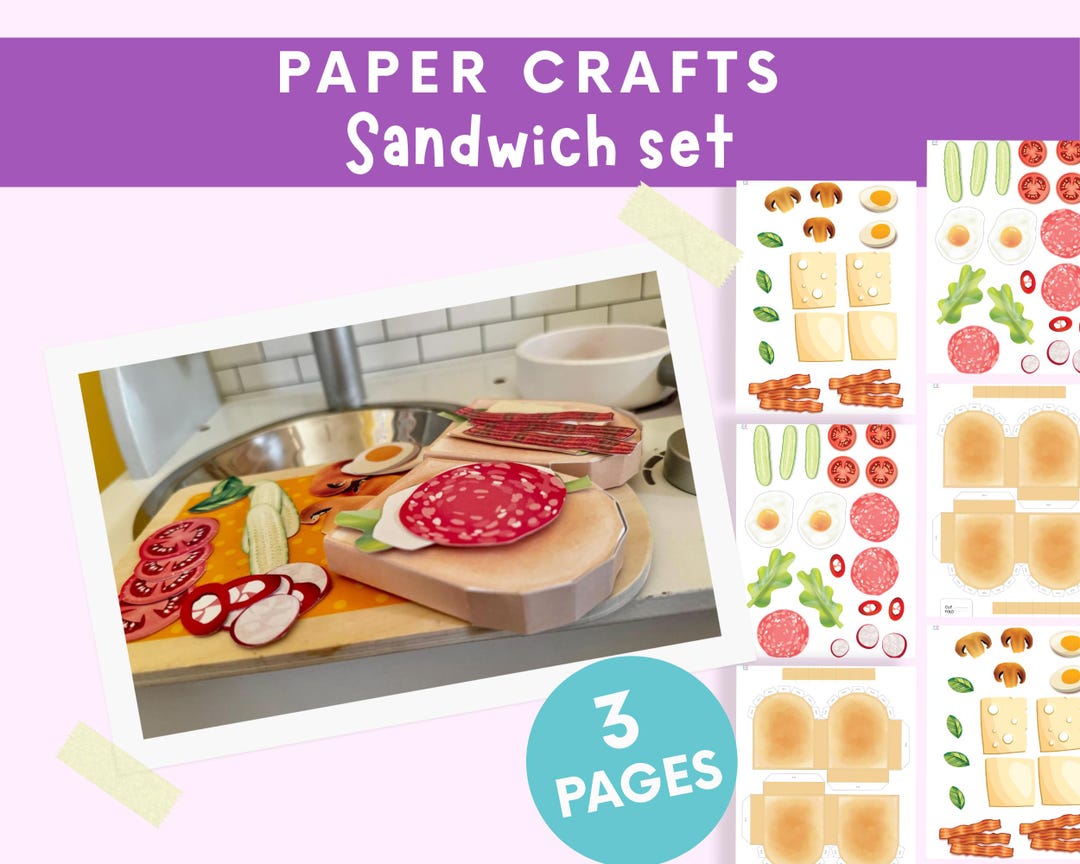 Build a Sandwich Printable, Pretend Play Food for Kids, 3D Paper Craft ...