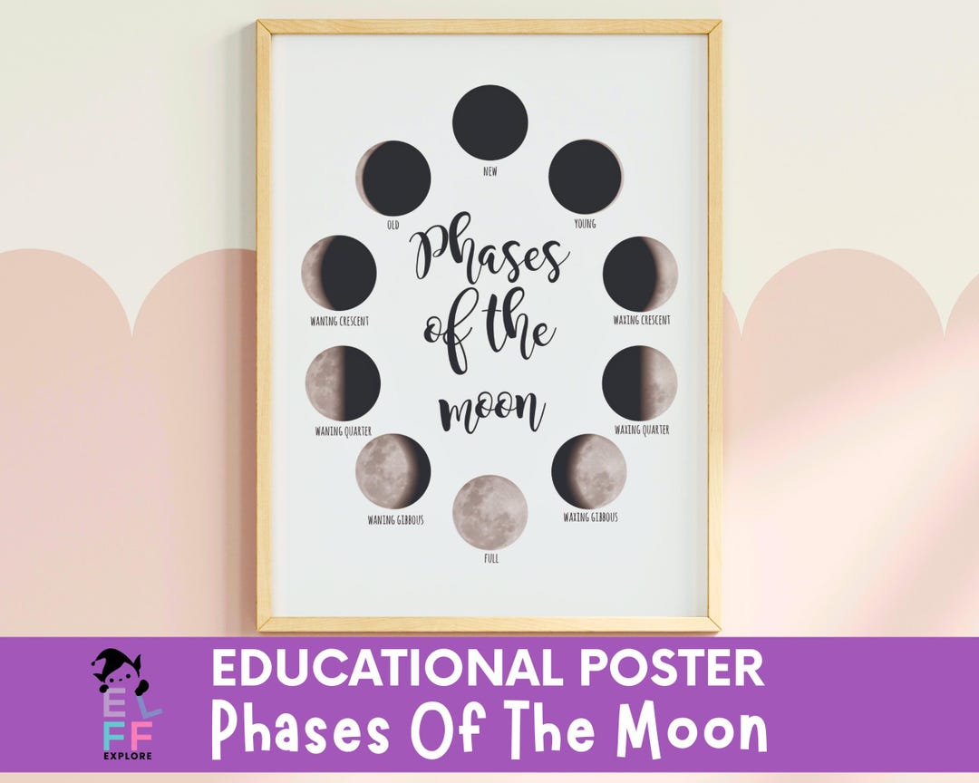 Lunar Phases Educational Poster: Homeschool Classroom Decor (JPG ...