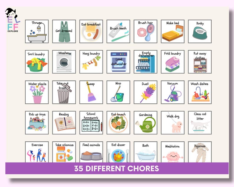 Printable Chore Chart for Kids | Daily Responsibilities Check List ...